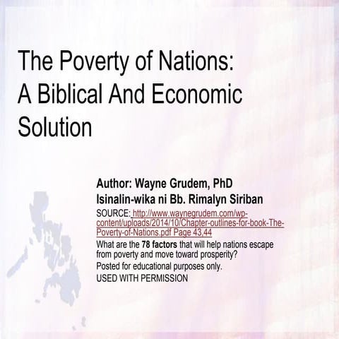 Biblical Solution to World Poverty by Wayne Grudem, PhD | PPT
