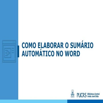 Como elaborar o sumário automático no Word | PPT