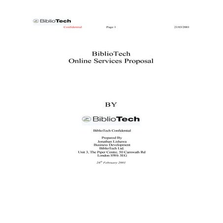 Biblio Tech Online Services Proposal | PDF | Technology & Computing