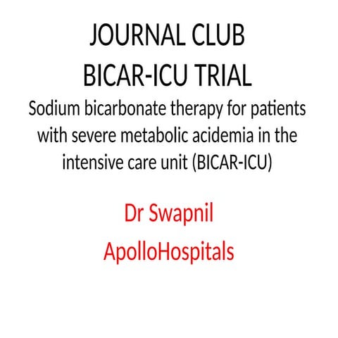 sodium bicarbonate therapy for patients with severe metabolic acedemia ...