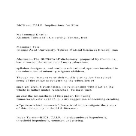 BICS and CALP Implications for SLA Mohammad Khatib A.docx