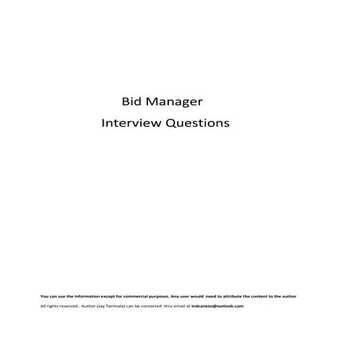 Bid manager interview questions | PDF