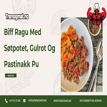 Biff Ragu Med Søtpotet, Gulrot Og Pastinakk Pure - Trenogmat | PDF