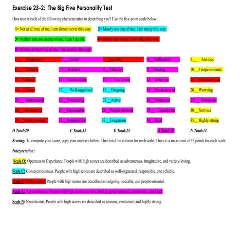 Big 5 personality... | DOCX