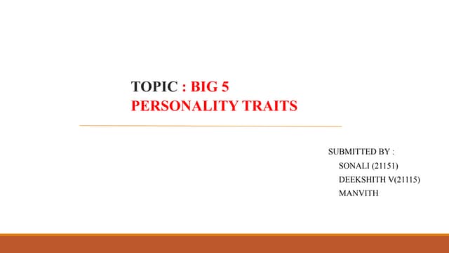 Big 5 personality model | PPTX