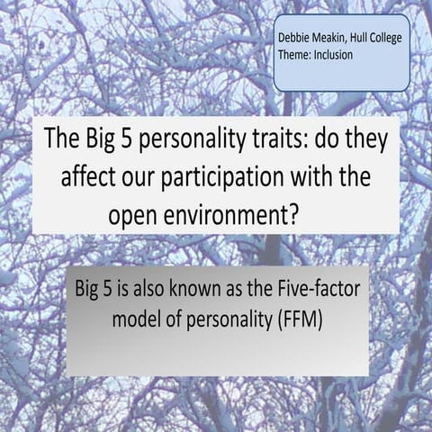 The Big 5 personality Draft poster TMA 02 H818 | PPTX | Social ...
