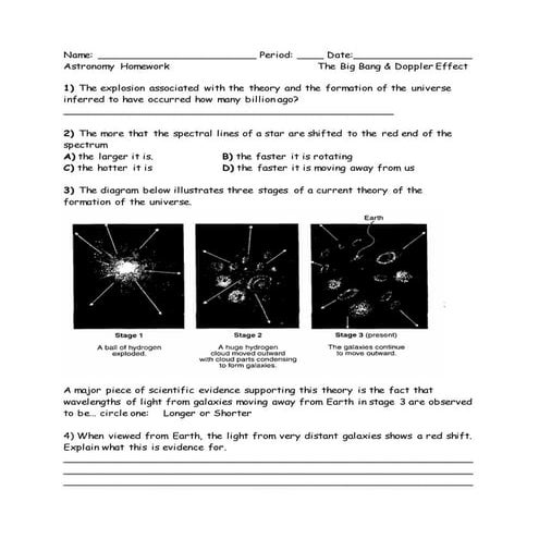 Big bang hw | DOCX | Physics | Science
