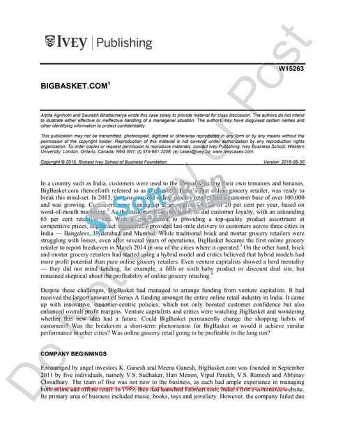 Case Study Analysis: BigBasket.com