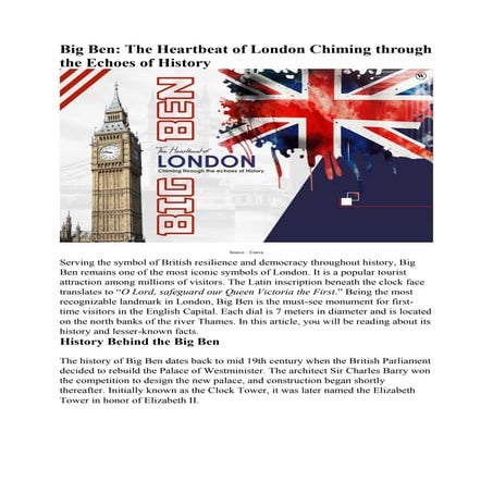 Big Ben: The Heartbeat of London Chiming through the Echoes of History ...