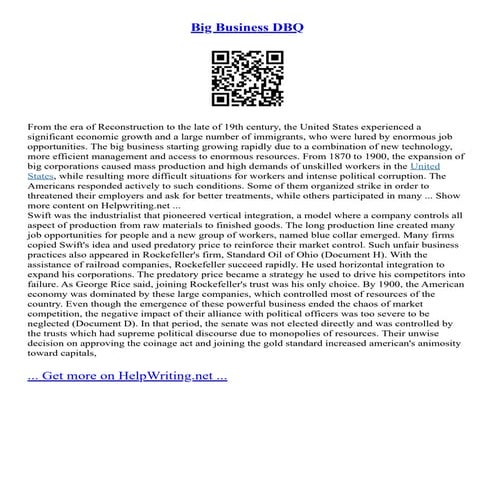 Big Business Dbq | PDF