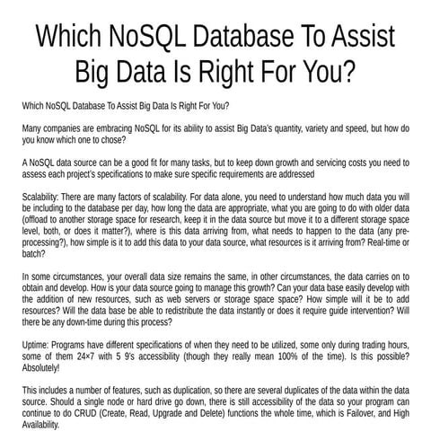UNIT II Evaluating NoSQL for various .pptx
