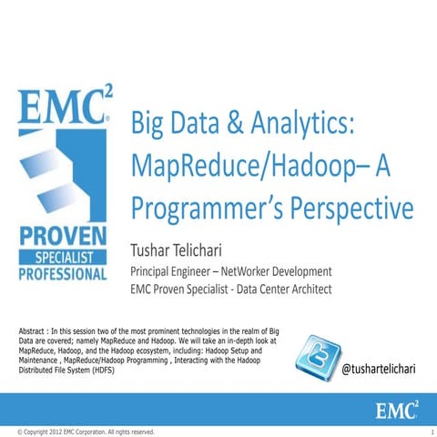 Big Data & Analytics MapReduce/Hadoop – A programmer’s perspective | PPT