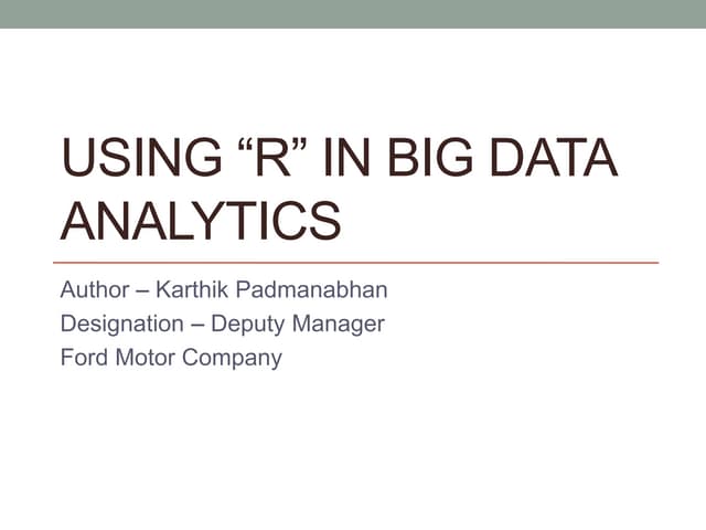 Big Data Analytics Using R Pptx Cloud Computing Internet