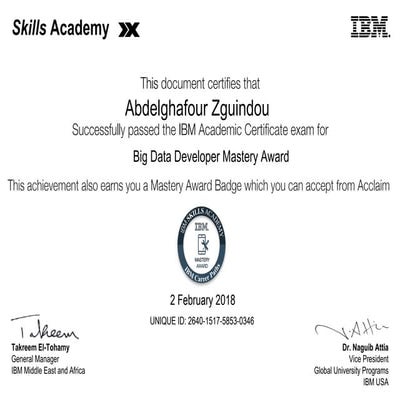 Big data developer mastery award certificate | PPT