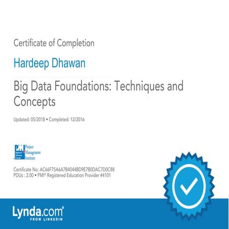 Big Data Foundations Techniques and Concepts Certificate | PDF