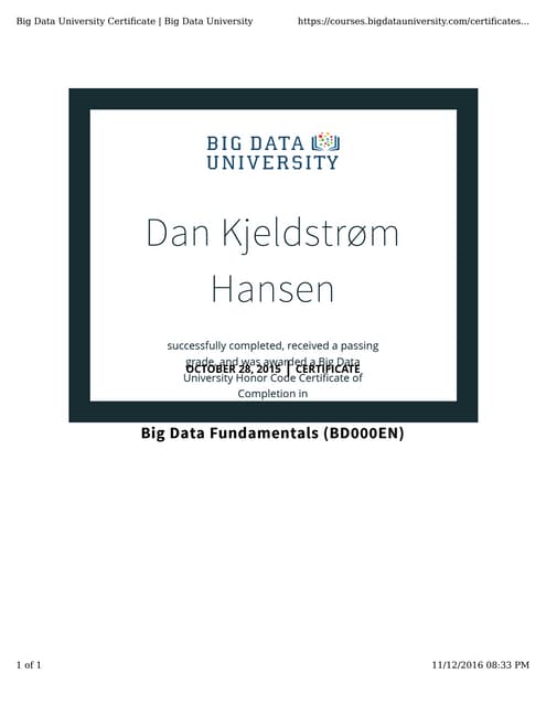 Introduction to big data coursera | PDF