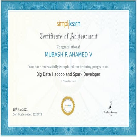 Big data hadoop and spark developer certificate | PDF | Cloud Computing | Internet