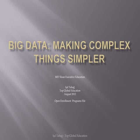 Big data making complex things simpler | PPT