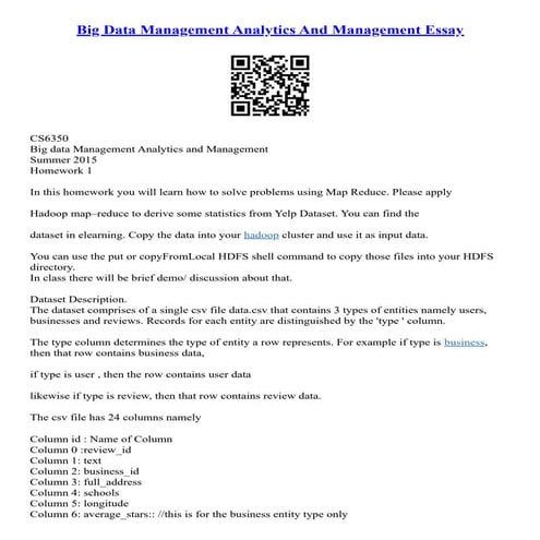 Big Data Management Analytics And Management Essay | PDF | Operating ...