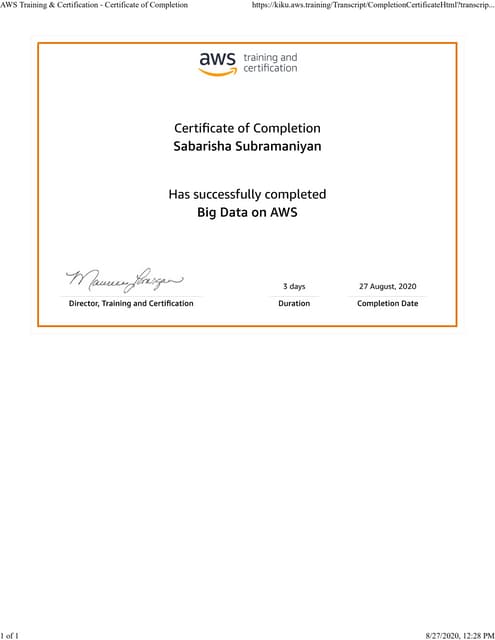 Aws training and certification certicate of completion | PPT