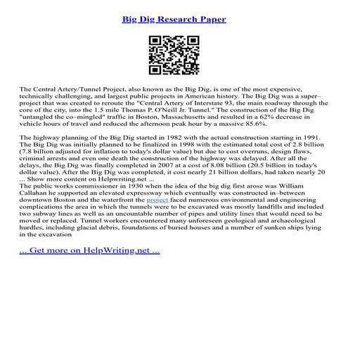 Big Dig Research Paper | PDF