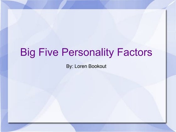 Big Five Factors | ODP