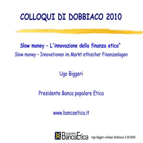 slow money, ethical finance | PDF