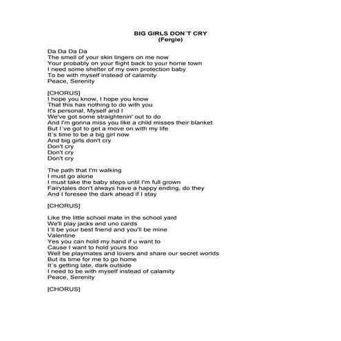 Big girls don´t cry fergie | DOC