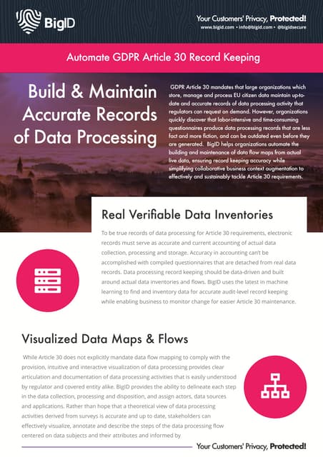 BigID Data Sheet: Master Your Customer Data Without MDM | PDF