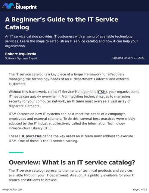 IT Service Catalog Examples | PDF | Business | Business and Finance
