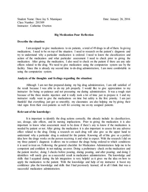 Reflection medication administration | DOCX