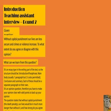 Introduction Teaching assistant interview – Round 2 | PPTX