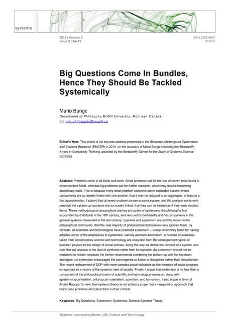 Boulding, k.(1956) general systems theory - the skeleton of science | PDF