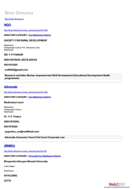 Dm,sp contact list of bihar & important website list of government of ...