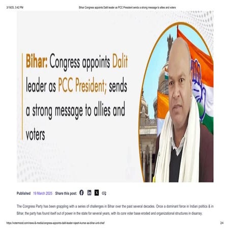 Bihar Congress appoints Dalit leader as PCC President sends a strong ...