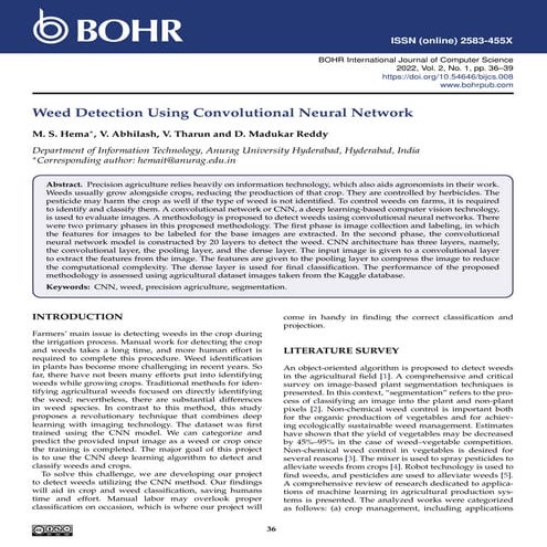 Weed Detection Using Convolutional Neural Network Pdf