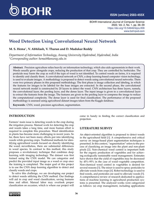 Weed Detection Using Convolutional Neural Network Pdf