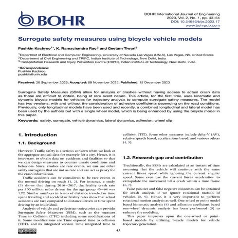 Surrogate safety measures using bicycle vehicle models | PDF