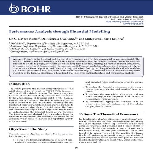Performance Analysis through Financial Modelling | PDF