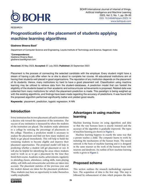 Prognostication of the placement of students applying machine learning ... Prognostication of the placement of students applying machine learning ...