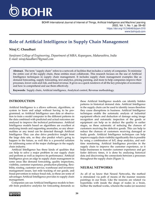 AI in Supply Chains | PPTX | Artificial Intelligence | Technology & Computing