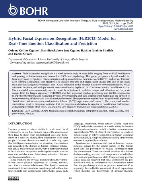 Face emotion recognition (2).pptx | Artificial Intelligence | Technology & Computing