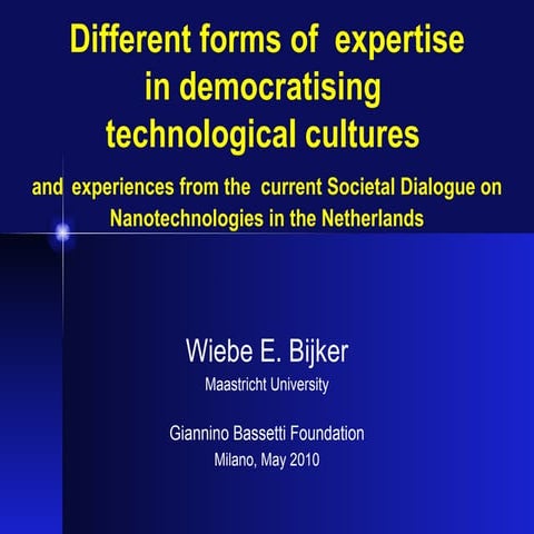 Different forms of expertise in democratising technological cultures. | PPT