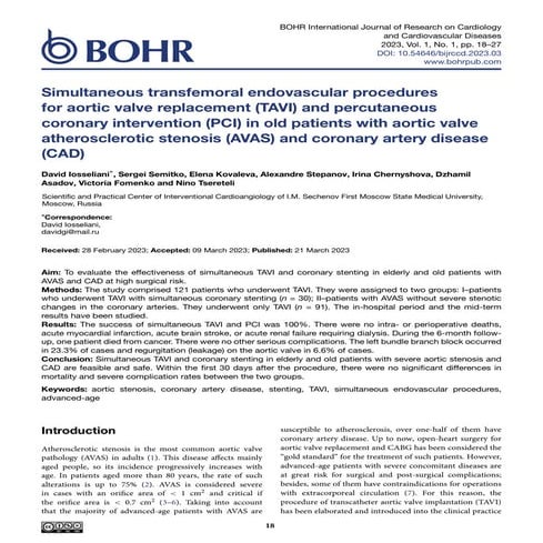 Simultaneous transfemoral endovascular procedures for aortic valve ...