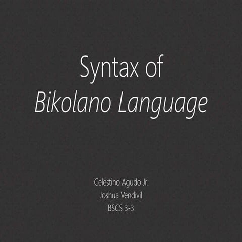 Bikolano Syntax | PPTX