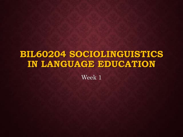 Sociolinguistics | PPTX