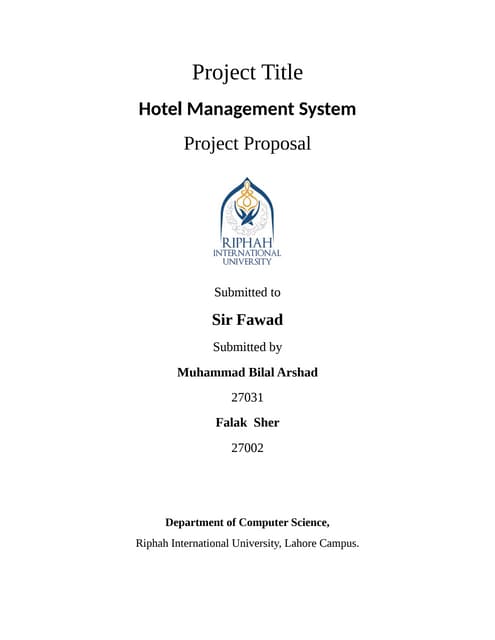 Hotel management system project | PPTX