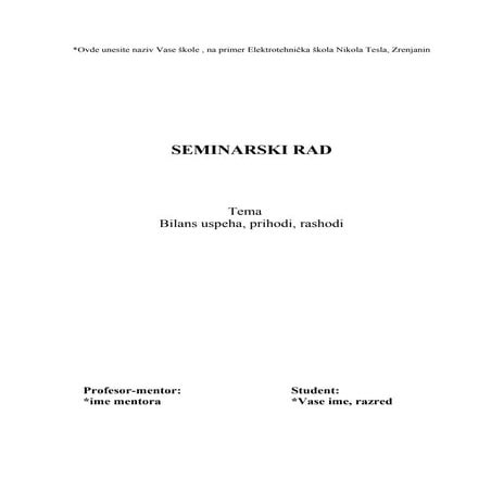 Bilans uspeha, prihodi, rashodi | DOC