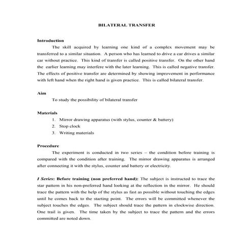 Bilateral transfer | DOC