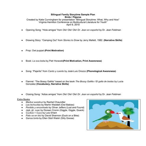Bilingual Family Storytime Sample Plans | DOCX